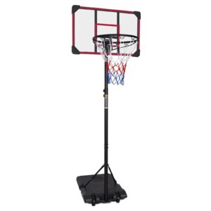 hookung portable basketball hoops height adjustable 5.6ft -7ft basketball system 28 inch backboard with wheels for teenagers youth indoor outdoor use, red