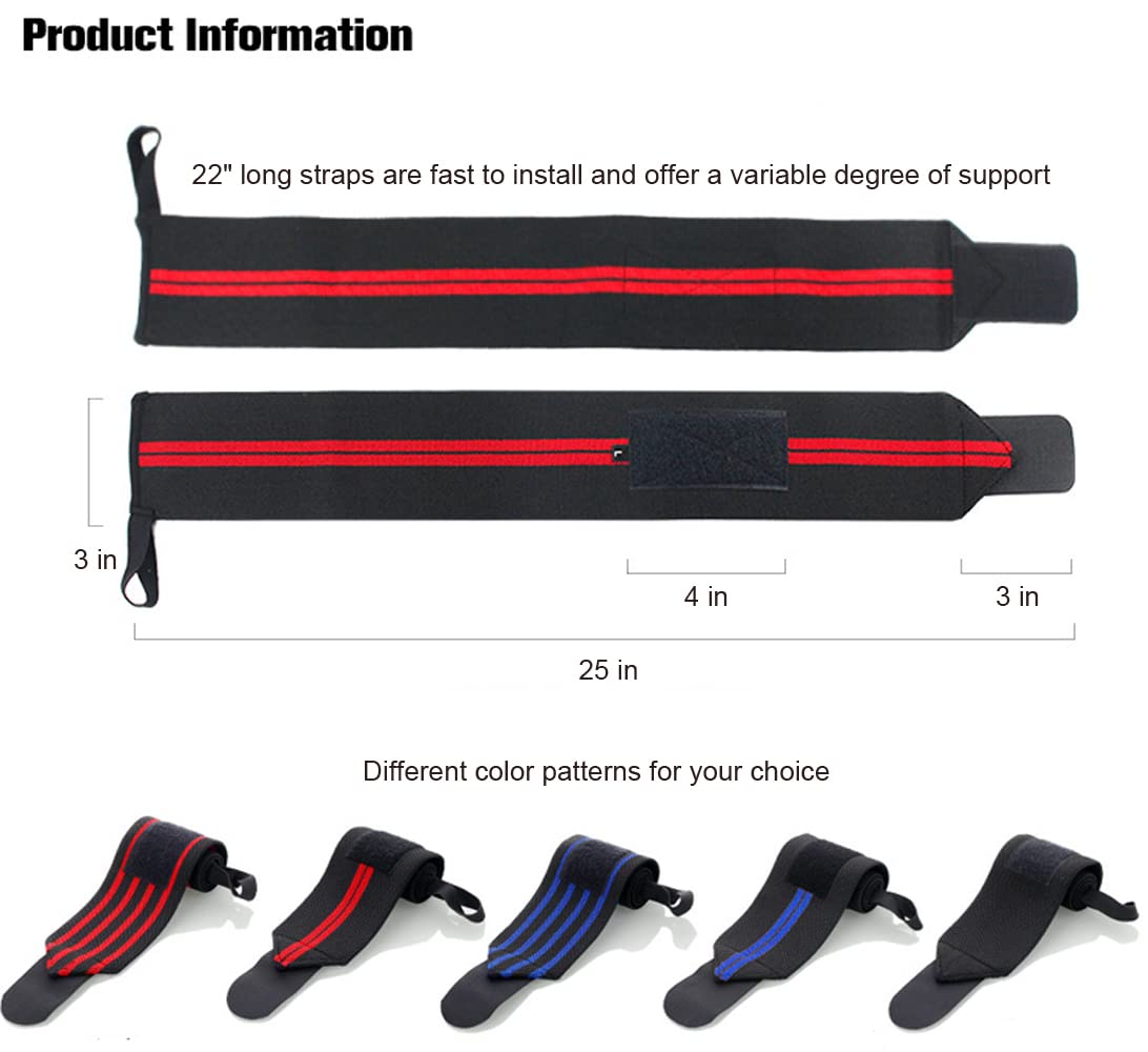 SUJAYU Wrist Wraps, 2 Pack Wrist Brace Wrist Straps for Weightlifting, Wrist Straps Lifting Straps Wrist Weights Carpal Tunnel Wrist Brace, Wrist Brace for Working Out Gym Accessories for Men (Red B)