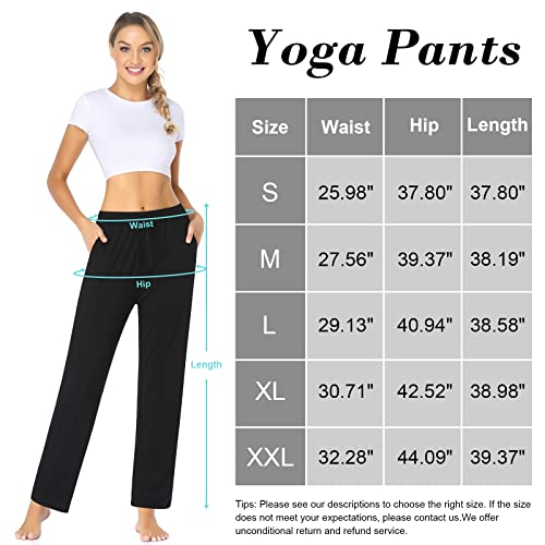 ASIMOON Sweatpants for Women Comfy Wide Leg Yoga Pants with Pockets Stretch High Waist Loose Lounge Jogging Pants