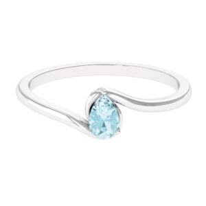 rosec jewels natural sky blue topaz solitaire engagement ring, aaa quality, certified topaz bypass ring - ready to gift, 14k white gold, size:us 4.00