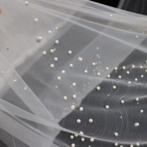 Wedding Accessory Luxury Off White Rhinestones Pearl Beads 3.5 Meter Long Wedding Veil with Comb Cathedral Veil Headwear Bridal Accessories (Color : Off White)