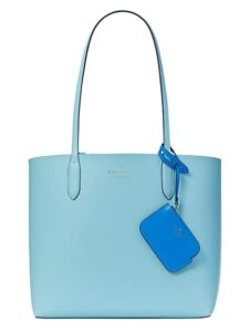 kate spade ava leather reversible tote (fountain blue)