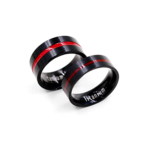 Black Titanium Steel Thin Red Line Ring Promise Engagement Wedding Bands LGBT Pride Ring for Gay & Lesbian Women Men Y1599 (Men, Size 10)