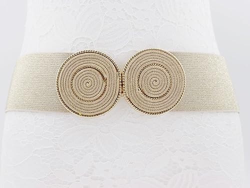 ZAHSY Elastic Belt Cinch Waistband for Lady Belt Waist Sealing Retro Belts for Women Dresses Wide Elastic Belts for Women Belts Elastic Gold