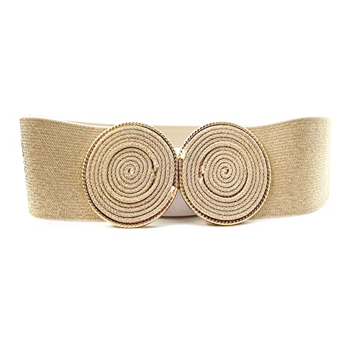 ZAHSY Elastic Belt Cinch Waistband for Lady Belt Waist Sealing Retro Belts for Women Dresses Wide Elastic Belts for Women Belts Elastic Gold