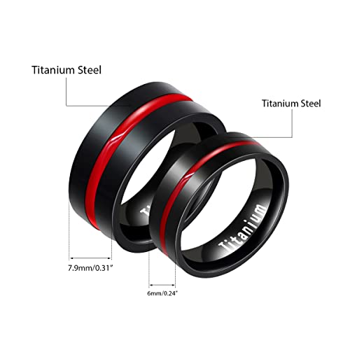 Black Titanium Steel Thin Red Line Ring Promise Engagement Wedding Bands LGBT Pride Ring for Gay & Lesbian Women Men Y1599 (Men, Size 10)