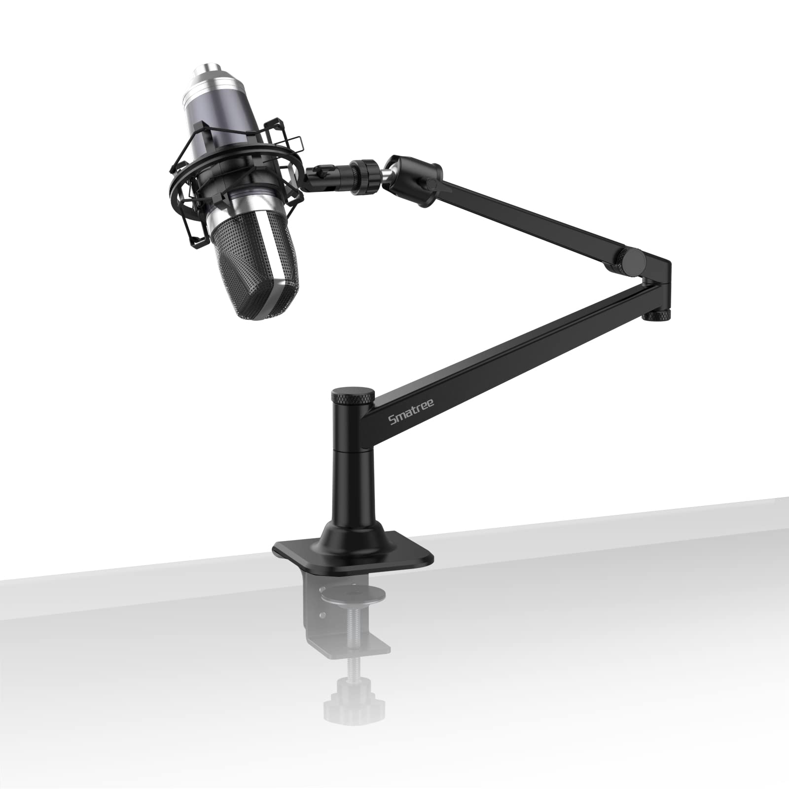 Smatree Mic Arm Desk Mount for Shure SM7B/SM58/MV7/AT2020 Mic, Shure SM7B Mic Stand, Metal Mic Arm Stand with 5/8" Adapter for Singing,Podcasts and Recording