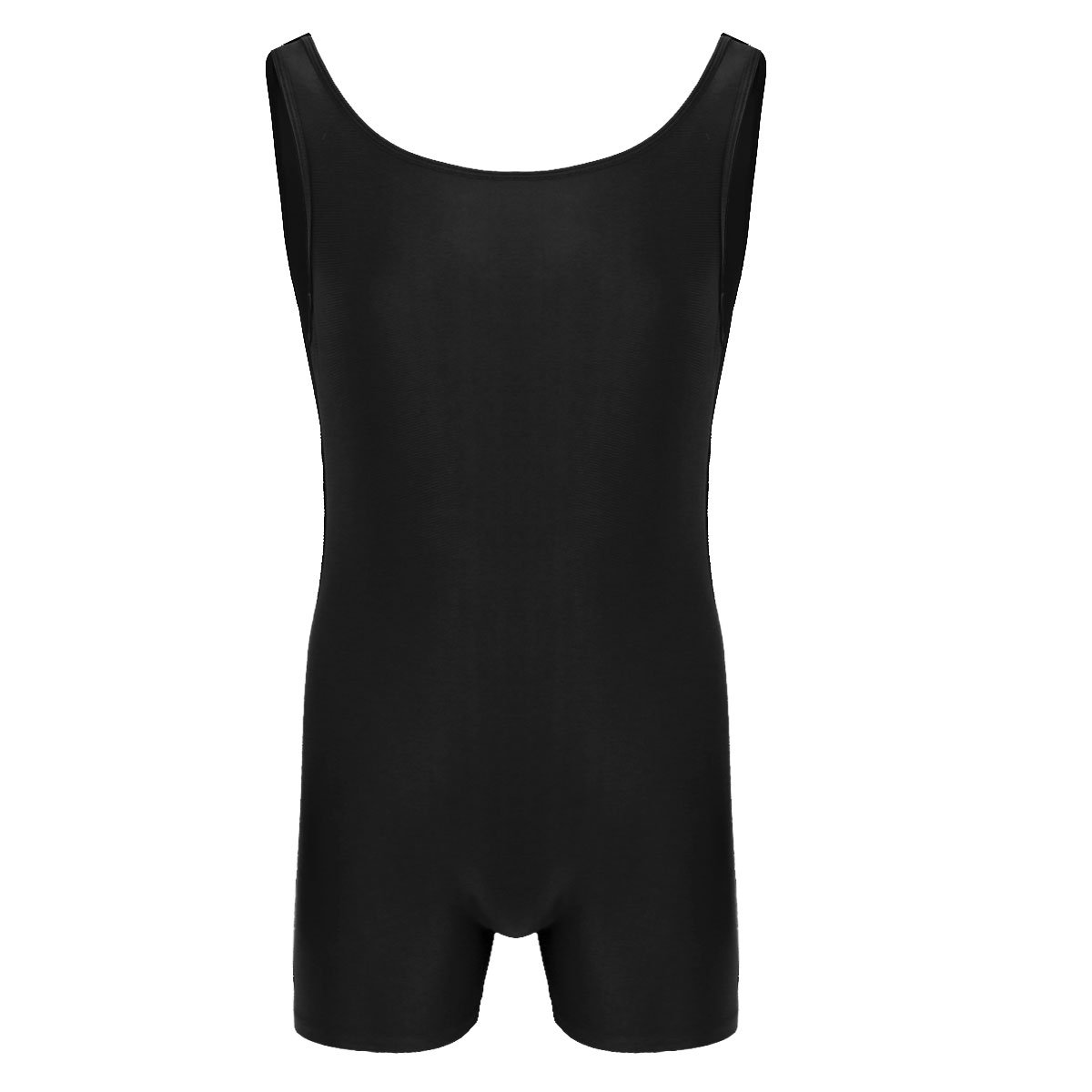 iiniim Men's Sleeveless Vest Tank Top Stretchy Leotard Gymnastics Bodysuit Wrestling Singlet Uniform Jumpsuit Black XX-Large