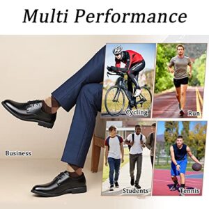 Yousu Mens Dress Socks Business Casual Solid Pattern Cotton Crew Sock 6 Pairs Pattern Brown