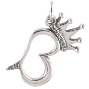 queen b outline charm - 925 sterling silver - crown stinger letter bee pendant