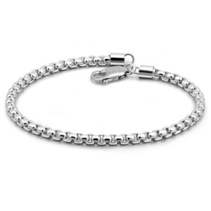 dankadi 925 sterling silver bracelet men women 3mm square rolo link round box chain 6.3" 6.7" 7" 7.5" 8" 8.5" 9" bangle unisex jewelry gift (silver, 9 inches)