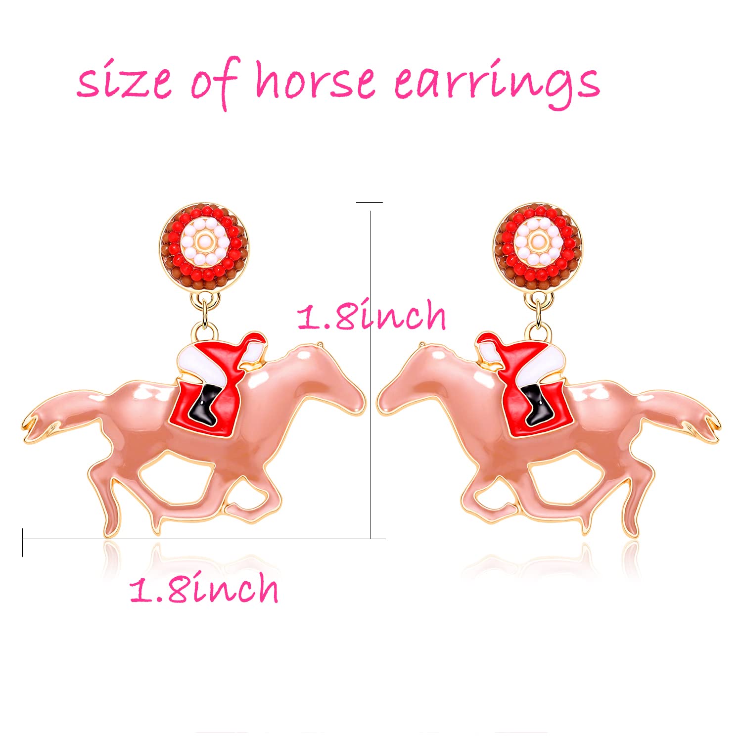 Horse Earrings Funny Kentucky Derby Race Horse Drop Dangle Earrings for Women Western Cute Horse Dangling Earrings Jewelry Gift for Horse Racing Fan