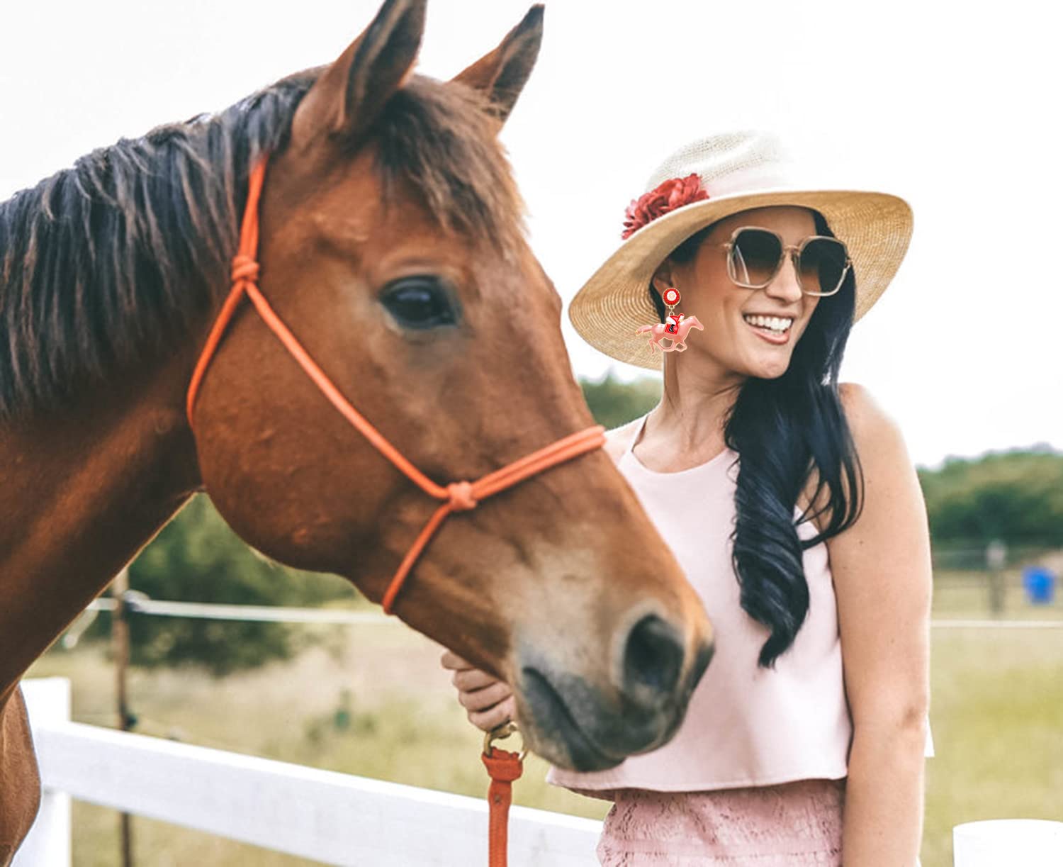 Horse Earrings Funny Kentucky Derby Race Horse Drop Dangle Earrings for Women Western Cute Horse Dangling Earrings Jewelry Gift for Horse Racing Fan