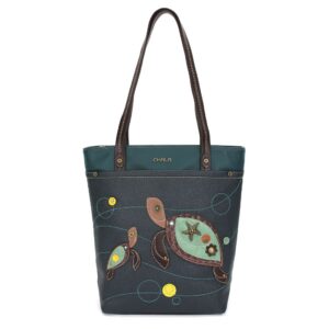 chala group chala deluxe vegan leather every day tote bag purse : 13.5 x 14 inches (turtle)