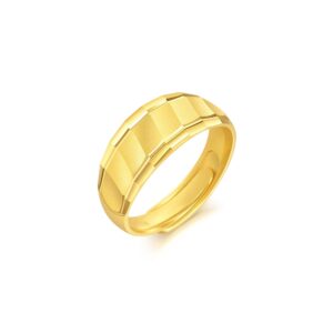 chow sang sang 999.9 24k solid gold price-by-weight 2.99g gold modern stripe band ring for women 82817r | size adjustable