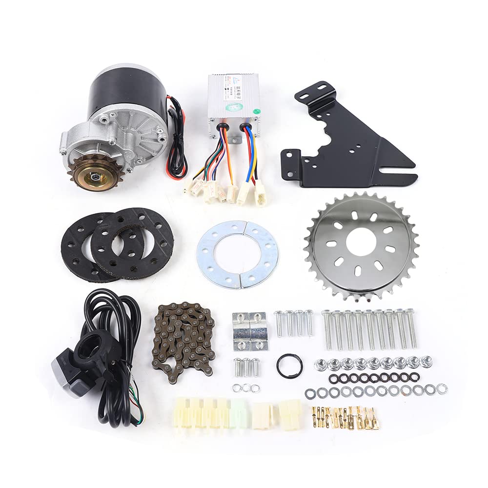 KIOPOWQ 36V 350W Electric Bike Left Side Drive Motor Kit Mountain Bicycle Conversion Kit with Thumb Throttle，Can Fit Most of Common Bicycle