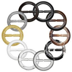 iminoo scarf ring clip shirt clip t-shirt tie ring clips for women and slide tshirt twist knot clip buckle circle clothing ring wrap holder (multicolor 10)