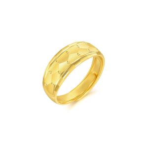 chow sang sang 999.9 24k solid gold price-by-weight 9.73g gold modern with hammer finish band ring for women 82820r | size adjustable