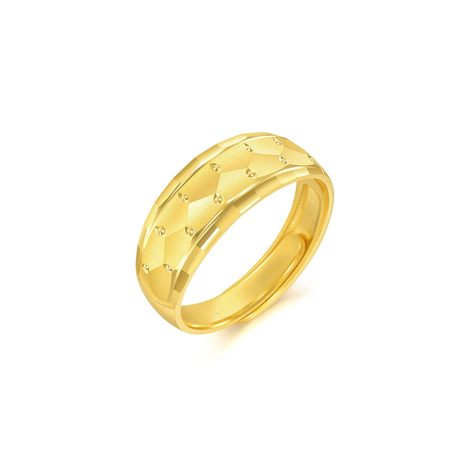 CHOW SANG SANG 999.9 24K Solid Gold Price-by-Weight 9.73g Gold Modern with Hammer Finish Band Ring for Women 82820R | Size Adjustable