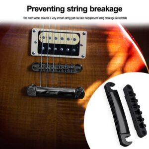 MAXCHEER A Set of String Saddle Tune-O-Matic Bridge & Tailpiece For GB LP Style Electric Guitar (Black)