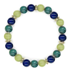 georgiadis 8mm lapis lazuli, african jasper & jade gemstones bracelet, crystal healing stones, self-confidence, balancing energy, prosperity, abundance, for men, women, gift. (multi, 8.30")