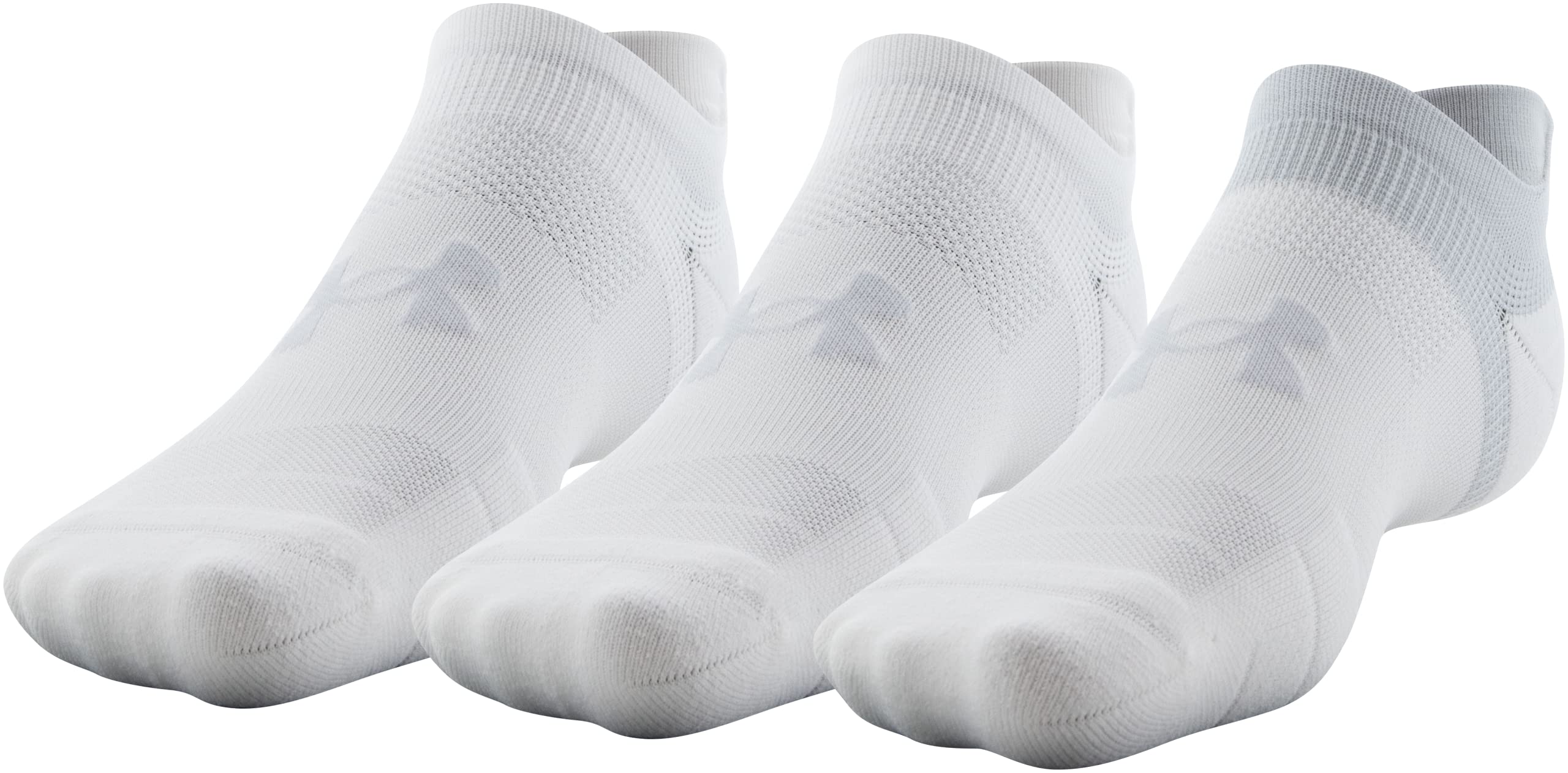 Under Armour Adult ArmourDry Run Lite No Show Tab Socks, 3-Pairs, White/Halo Gray, Large