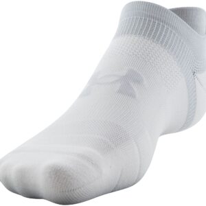 Under Armour Adult ArmourDry Run Lite No Show Tab Socks, 3-Pairs, White/Halo Gray, Large