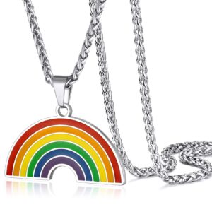 prosteel pride month accessories lesbian rainbow necklace for women lgbtq jewelry stuff