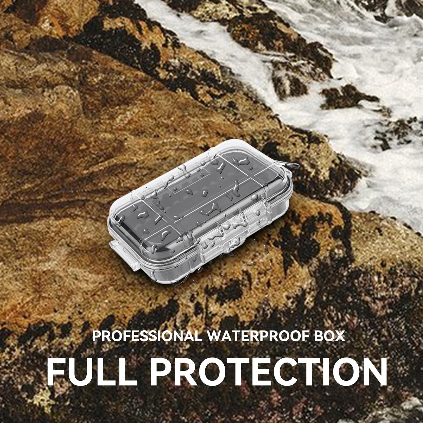 HERCHR Dry Box Outdoor Waterproof Airtight Storage Case Hard Shell Wet Dry Box Carry Box Tackle Organization for Camping, Fishing, Boat, Kayak Waterproof Case boat dry box storage box (transparent)