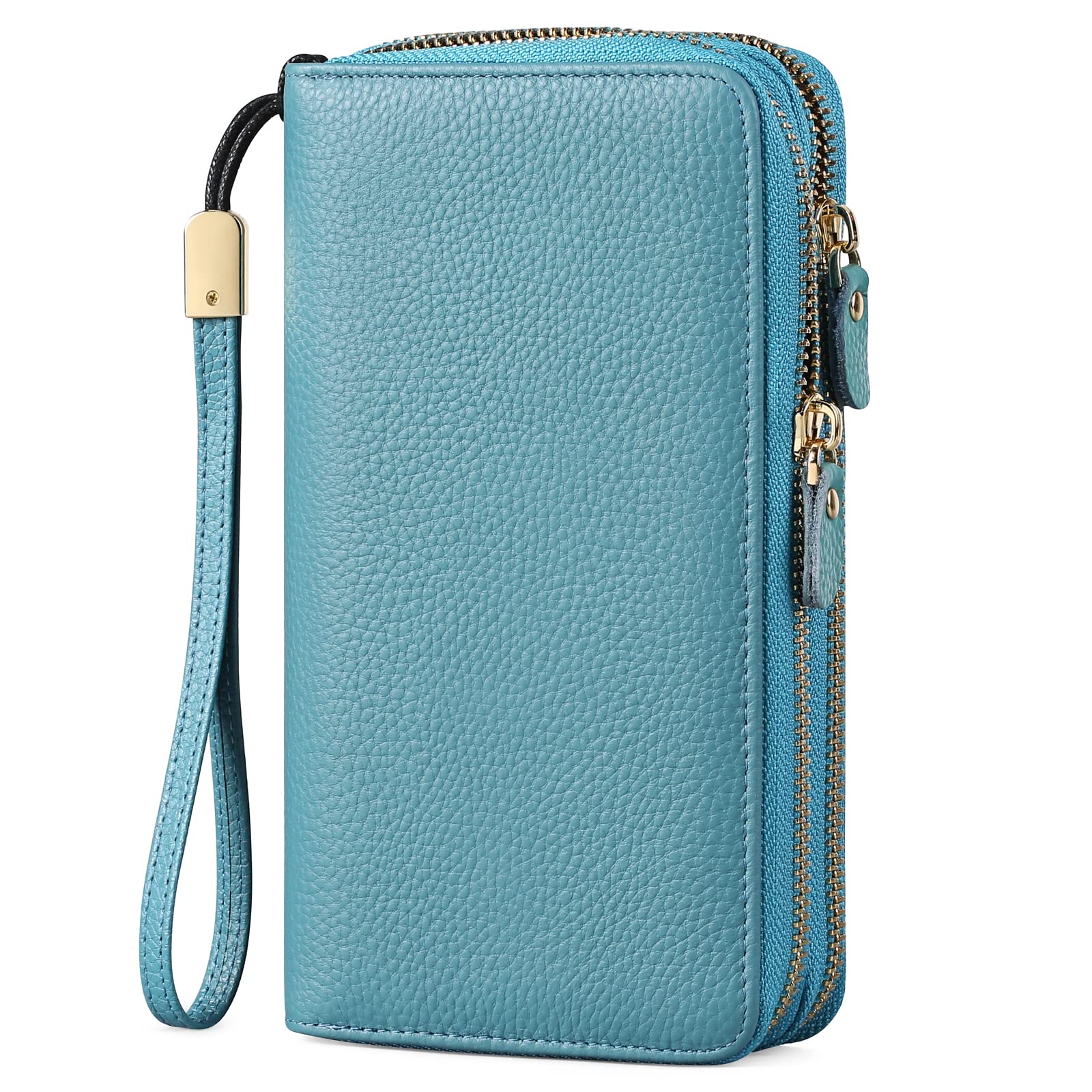 SENDEFN Leather Women Wallet RFID Blocking Zipper Around Phone Holder Clutch Wristlet Large Capacity