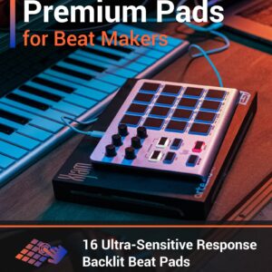 Xjam Professional MIDI Pad Controller - Ultra-Portable Aluminum Frame MIDI Drum Pad with 16 Beat Pads and 6 Assignable Knobs, Beat Machine for Melodic Samples, Plug & Play on iPad, iPhone, Mac, PC