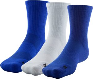 under armour standard 3-maker mid-crew socks, 3-pairs, bauhaus blue assorted, large