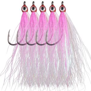 streamer flies for fly fishing, classic clouser minnow fishing flies streamers fly fishing lures for trout bass saltwater freshwater (pink, 5pcs)