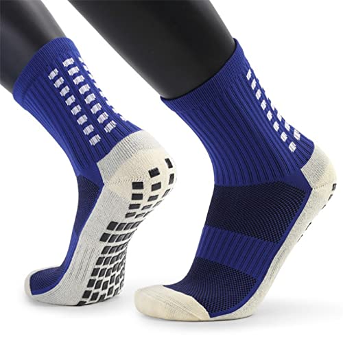 Anti-slip Sport Socks Athletic Socks Non-slip Rubber Grip for Football, Rugby, Basketball, Running, Hiking, YogaPilates (Blue Socks) One Size