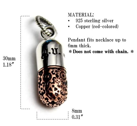 COSUMOSU Capsule Pendant 925 Sterling Silver Medicine Pill Jewelry for men for women