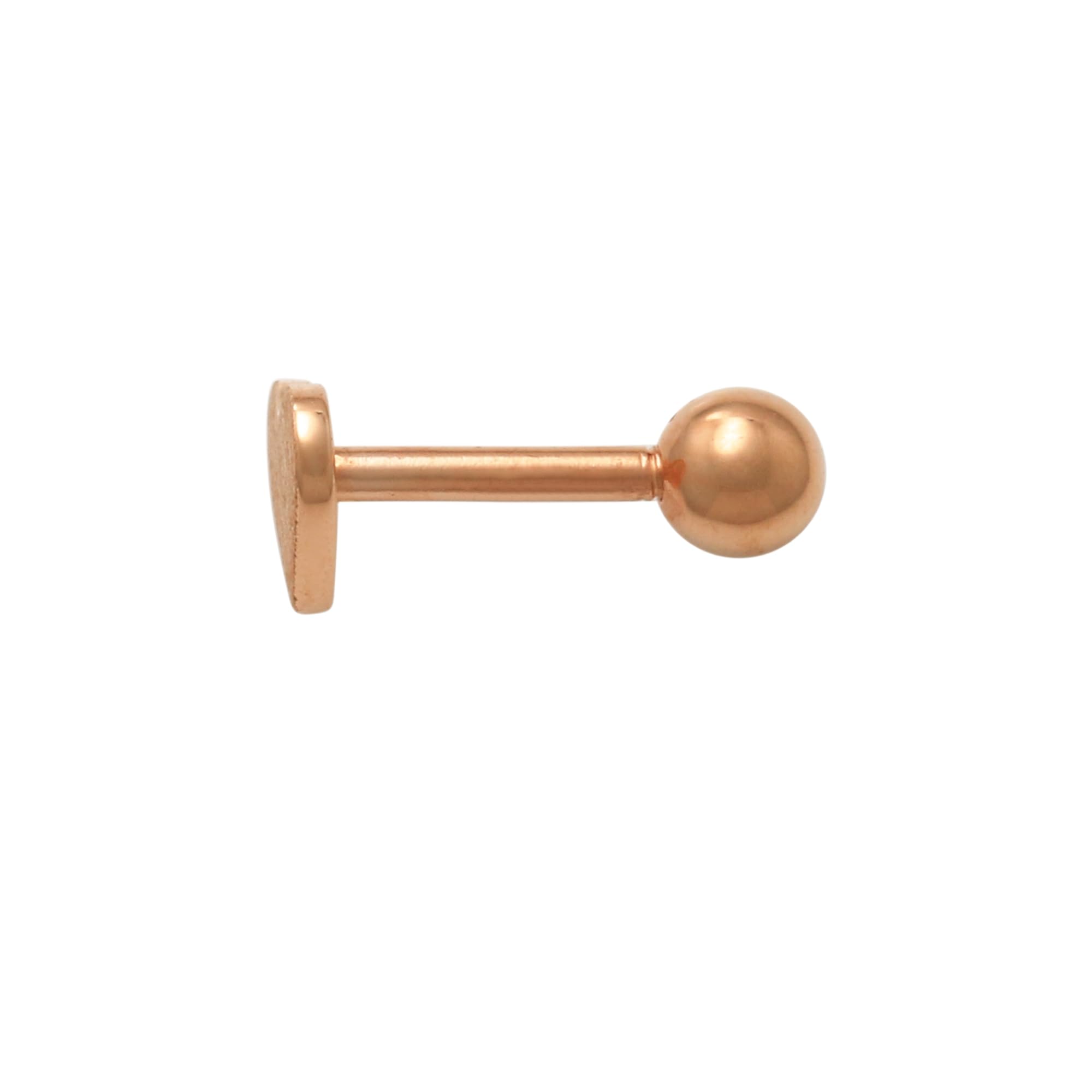 ANYGOLDS 14K Real Solid Gold Matte-finish Cartilage Daith Helix Tragus Conch Rook Snug Ear Post Stud Piercing Earring Body 18 Gauge - 1 PCS (14K Rose Gold)