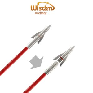 Wisdom Bowfishing Head Carbon/Glass-Fiber Arrow Shafts 2 Mechanical Barbs 2.5" Holding Area Archery Broadhead Fits 5/16" Fiberglass Arrow Shaft 3/6 PK (6pcs per Pack)