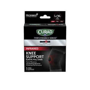 curad performance series ironman infrared knee support, elastic knee sleeve for pain management, compression support for enhanced recovery and performance, powered by celliant technology, large/x-large