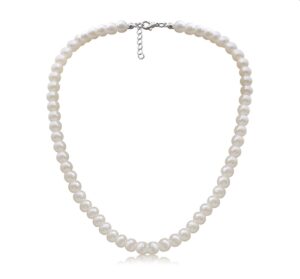 pearl necklace for men, white pearl necklace for women, 8mm round pearl necklace, pearl jewelry 20" length