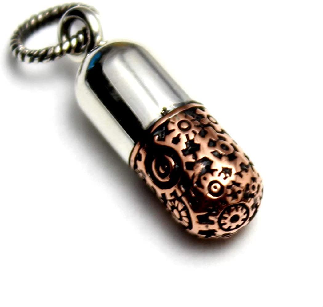 COSUMOSU Capsule Pendant 925 Sterling Silver Medicine Pill Jewelry for men for women