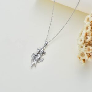 PELOVNY Mermaid Necklace 925 Sterling Silver Anchor Necklace Skull Pendant Mermaid Jewelry Mermaid Gift for Women Friends