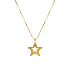 mevaris 14k real gold pendant necklaces - jewelry gifts for women - elegant and dainty pendants - style options are available - 17.7" / 45 cm (star)