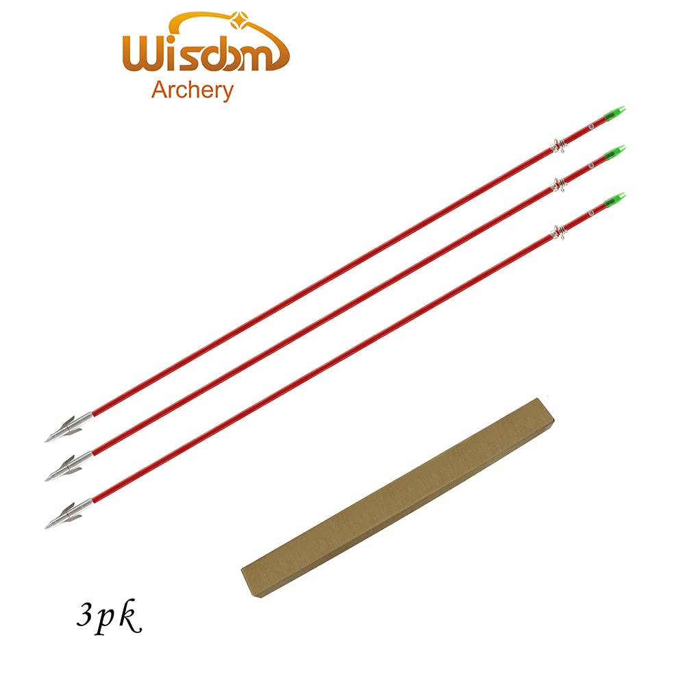 Wisdom Bowfishing Head Carbon/Glass-Fiber Arrow Shafts 2 Mechanical Barbs 2.5" Holding Area Archery Broadhead Fits 5/16" Fiberglass Arrow Shaft 3/6 PK (6pcs per Pack)