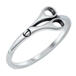 jewelritzy solid 925 sterling silver dainty 8mm sideways scissors ring size 9