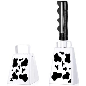 2 pieces cow bell with handle noise makers cowbells for sporting events football games 8.6 inch hand percussion cheering loud call bell musical instruments call bell alarm for parties(lovely style)