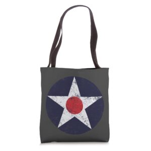 us army air corps roundel vintage usaac world war 2 insignia tote bag