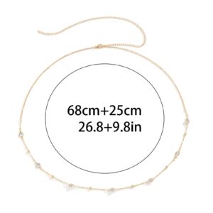 Simple Crystal Waist Chain Beach Adjustable Beads Belly Chain Boho Beaded Waist Belly Chain Sexy Summer Body Chain Jewelry for Women Girls (Belly beads-gold)