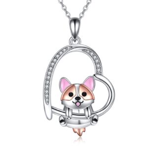 corgi necklace 925 sterling silver corgi jewelry pet dog lovers gifts for women