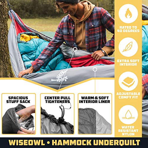 Wise Owl Outfitters Camping Hammock and Hammock Underquilt - Double Hammock with Underquilt, Camping Accessories for Camping, Hiking, and Backpacking