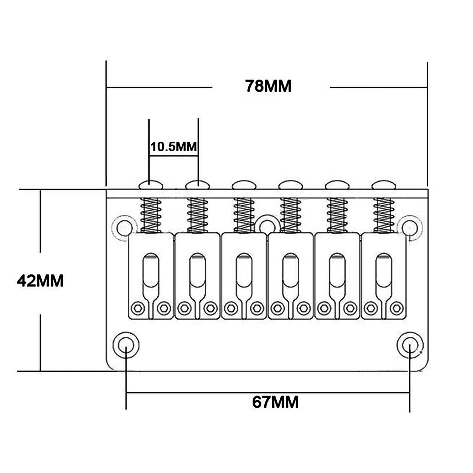 MAXCHEER 78mm Fixed Hardtail Bridge for 6 String Fender Strat Tele Electric Guitar (Chrome)